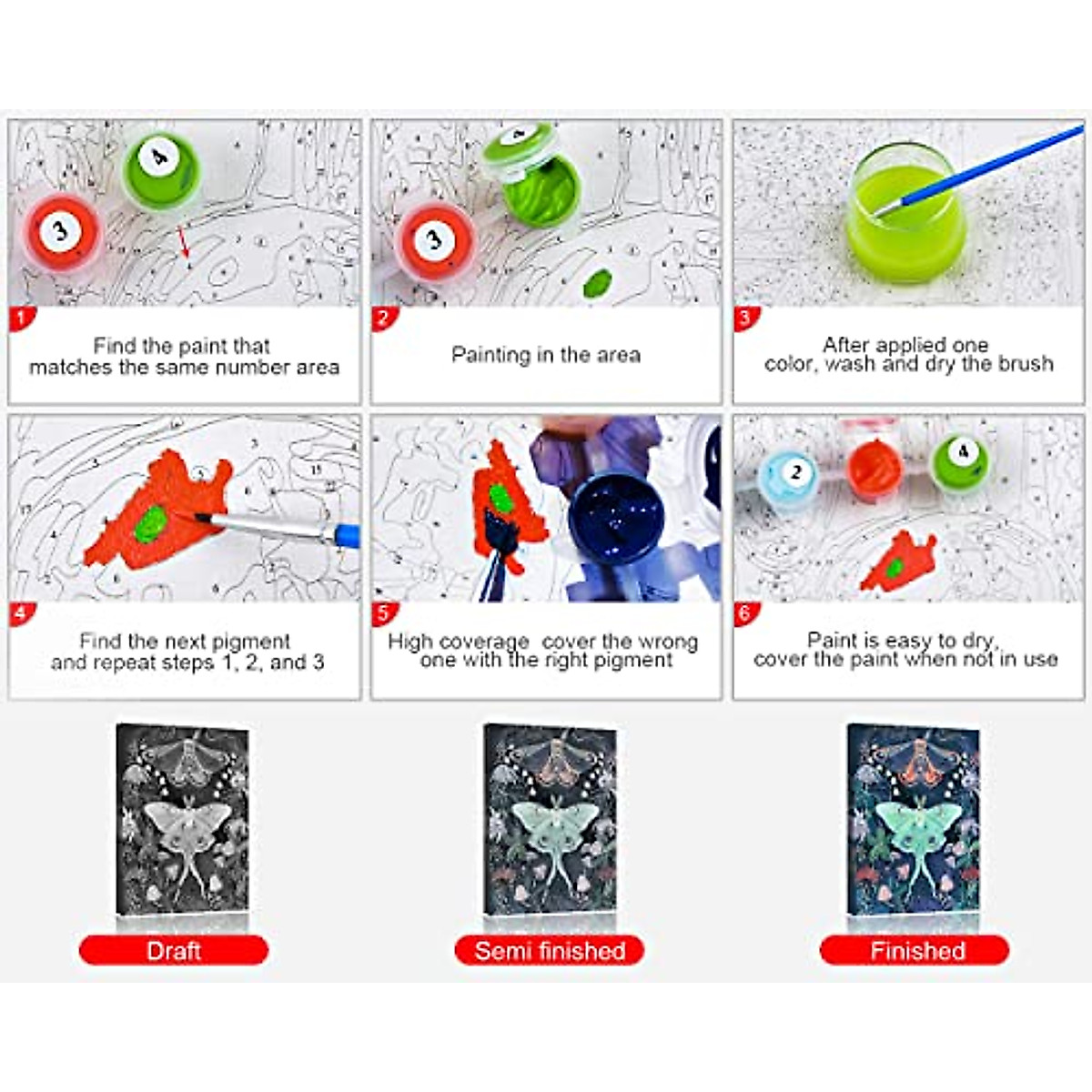 Butterfly Adult Paint by Number for Wall Decor, Flowers Paint by Numbers for Adults Kits and Beginner, 16x20 inch Flameless Oil Painting Kits Gift for Kids and Adults