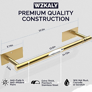 WZKALY Paper Towel Holder Under Cabinet, Self Adhesive or Wall Mounted SUS304 Stainless Steel Paper Towel Holder for Kitchen, Bathroom, Farmhouse, Barbecue and Laundry (Brushed Gold)