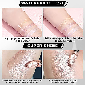 NewBang 3 Colors Metallic All Glitter Liquid Lipstick Set Chameleon Lip Gloss Tint Stain Waterproof Diamond Shimmer Shinning Sparkly Face Eye Glow Moisturizing High Glow Christmas Party Makeup Gift