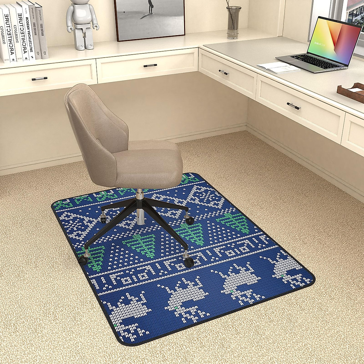 Mapuon Heavy Duty Desk Chair Mat for Carpet & Hardwood Floors, 48" x 36" Exquisite Jacquard Floor Mat Office Chair Mat for Carpeted Floors and Hardwood Floor for Home Office