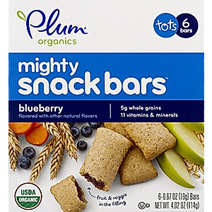 Plum Organics Mighty 4 Essential Nutrition Bars, Blueberry with Carrot, 0.67 Ounce, 6 Count