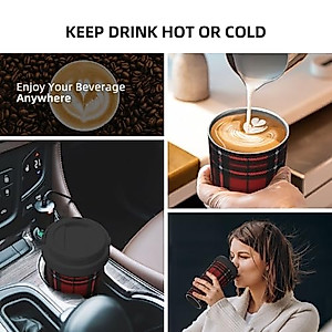 WANGXUEE Red and black plaid Print 500ml Stainless Steel Travel Tumbler Double Wall Vacuum Insulated Coffee Mug