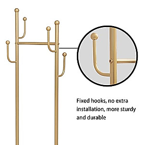 Cre Cra Gold Clothing Rack for Hanging Clothes Heavy Duty Metal Clothes Rack with Marble Base Modern Coat Rack Stand Freestanding Garment Rack for Boutiques Bedroom Office