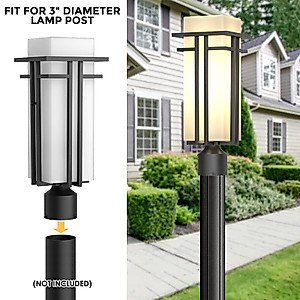 Yoenecea Outdoor Post Light Fixture - Aluminum Lamp Posts Outdoor Lighting, Outdoor Lightpost Lantern with 3-Inch Pier Mount Base Outside Pole Lighting for Porch Garnden (22''H, 1 pc)
