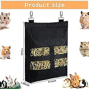 2 Pieces Guinea Pig Hay Bag Rabbit Feeding Bag Small Animal Hay Feeder Bag Hanging Feeder Sack for Rabbit Guinea Pig Chinchilla Hamsters Small Animals Hay Storage (Black)