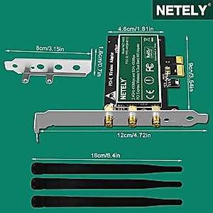 NETELY Wireless Dual Band 900Mbps PCI Express (PCIE) WiFi Adapter for Windows 7, 8.x, 10, 11 32/64bit and Linux Desktop PCs, PCIE WiFi Card, Qualcomm Atheros AR938X Wireless Network Adapter (NET-N900)