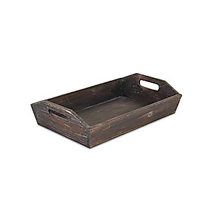 Cheung's FP-3772B Deep Wooden Tray with Side Handles| Shabby Brown