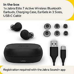 Jabra Elite 7 Active in-Ear Bluetooth Earbuds - True Wireless Sports Ear Buds ShakeGrip for The Ultimate Active fit and Adjustable Active Noise Cancellation - Black