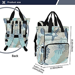 Vnurnrn Algae Corals Seashells Diaper Bag Backpack Large Capacity Baby Bag Durable Diaper Bag Organizing Pouches with Insulated & Pockets Stroller Straps for Shopping Woman Hospital