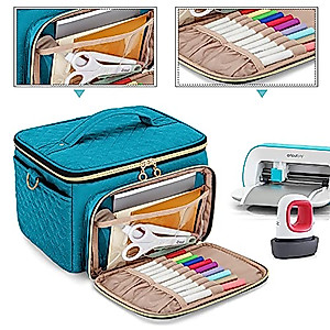 LUXJA Carrying Case Compatible with Cricut Joy and Easy Press Mini, Carrying Bag with Supplies Storage Sections, Teal