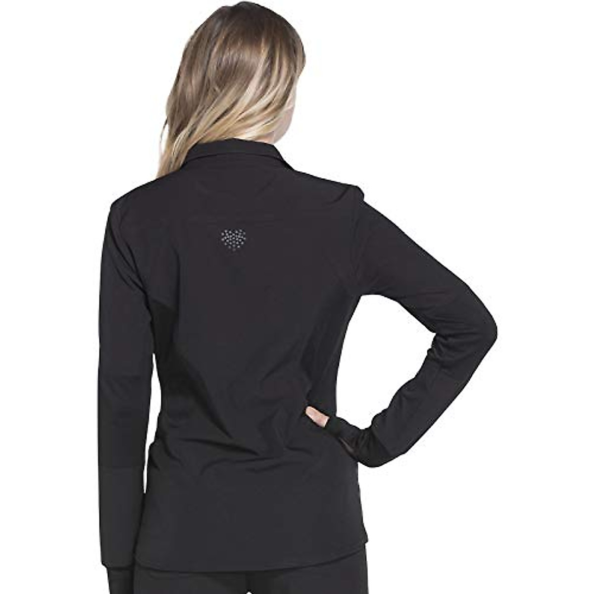 HeartSoul Break On Through Women Zip Front Warm Up Scrubs Jacket HS315, M, Black