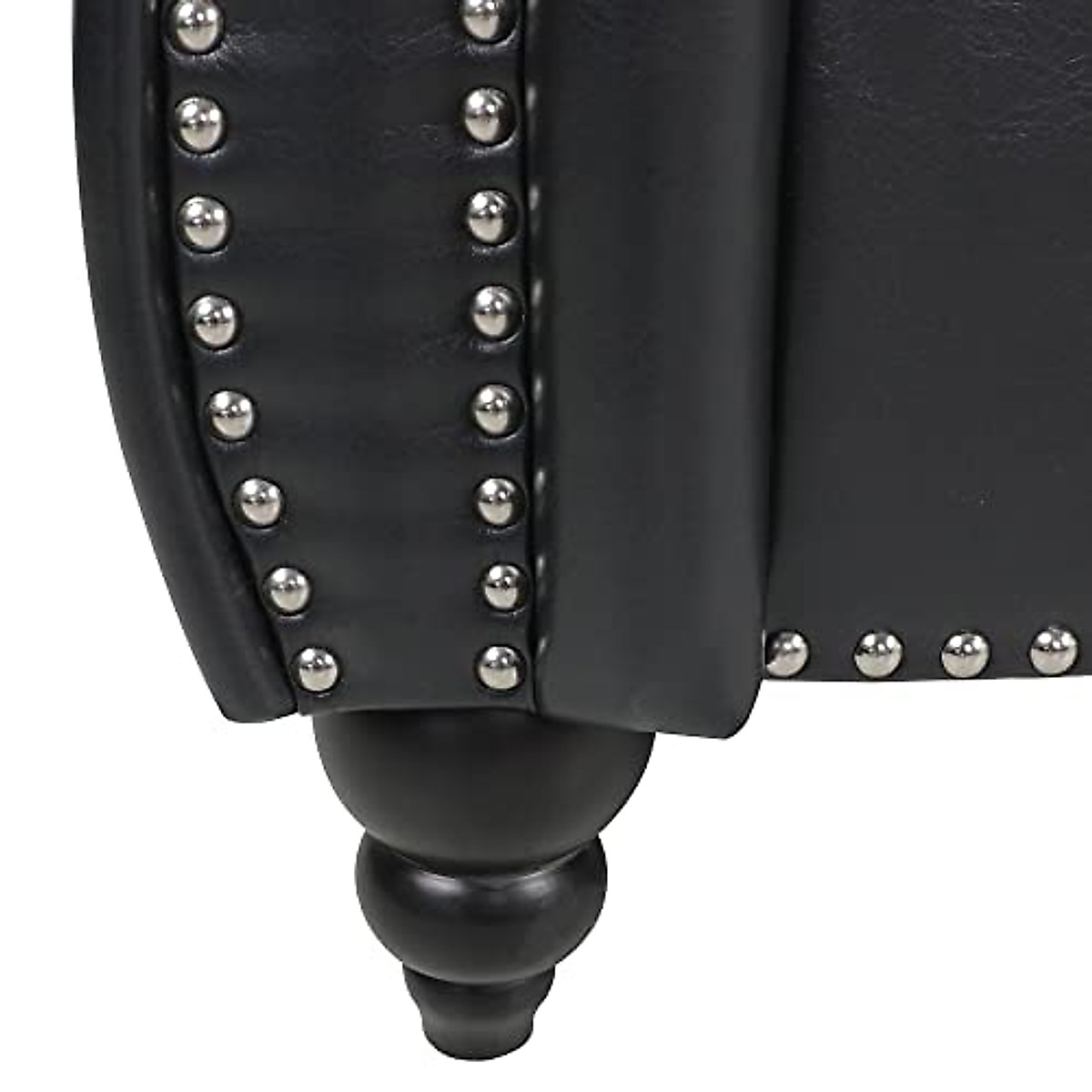 wirrytor Chesterfield Classic Sofa, Modern Leather 3 Seater Sofa, Upholstered Tufted Back Settee Couch with Rolled Arms Nailhead Trim for Living Room Bedroom(Black)