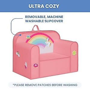 Delta Children Mix & Match Cozee Kids Chair with Interchangeable Patches, Rainbow