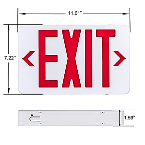 Gruenlich LED Exit Sign, Emergency Light with Double Face and Battery Backup, UL 924 Qualified, AC 120/277V, US Standard Hardwired Red Letter Exit Lights Combo for Business, 1-Pack