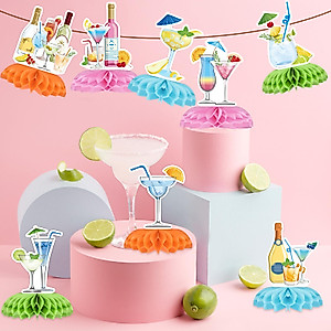 Weekgrat 9 Pcs Margs and Matrimony Bachelorette Honeycomb Centerpiece Margarita Birthday Table Decorations Cocktail Martini Themed Decoration Mexican Fiesta Wedding Bridal Shower Party Supplies