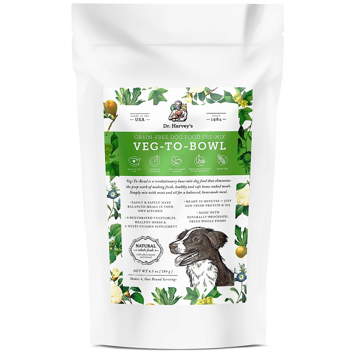Dr. Harvey's Veg-to-Bowl Dog Food, Human Grade Dehydrated Base Mix for Dogs, Grain Free Holistic Mix, Trial Size (6.5 Oz)