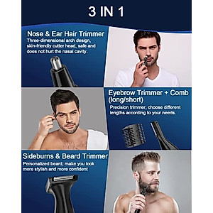 YUZHAII Ear and Nose Hair Trimmer, 8500RPM USB Rechargeable Nose Trimmer for Men and Women,Painless Nose Clippers Eyebrow Facial Hair Trimmer Kit,Dual Edge Blades for Easy Cleaning