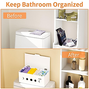 FEMELI Tampon Holder for Bathroom, Acrylic Cycle Pad Storage Organizer with Lid, Discreet Feminine Women Products Case Container Period Bin for Shark Week Bathroom Accessories Decor Box