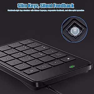 Wired 10-Key USB Keypad Number Pad – Portable Numeric Keypad Keyboard for Laptop, PC and Desktop | Computer Accessories Numpad for ChromeBook Surface Notebook MateBook - Essential Office Data Entry