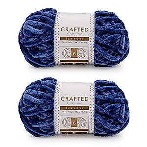 Crafted By Catherine Luxe Velvet Solid Yarn - 2 Pack (98 Yards Each Skein), Royal Blue, Gauge 6 Super Bulky