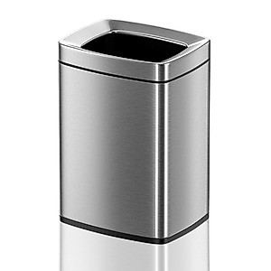 LEASYLIFE 10L/2.6 Gallon Stainless Steel Square Trash can, Compact Garbage Bin, Kitchen, Office, Split Design Household Trash can (Sliver)