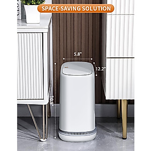 funest Bathroom Trash Can, 3.3 Gallon/12.5 Liter Slim Garbage Can with Lid, Adsorption Trash Can with Press-Top Lid, Narrow Plastic Wastebasket for Bathroom, Office, Bedroom, Kids Room, Living Room