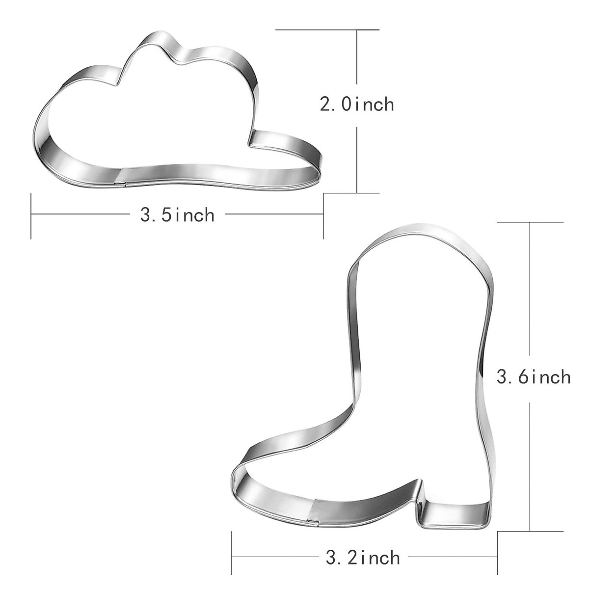 LUBTOSMN Cowboy Cowgirl Cookie Cutter Set-2 Piece-Cowboy Cowgirl Boot and Hat-Diswasher Safe-Cookie Cutters Shapes for Baby Shower Birthday Baking