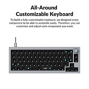 Keychron Q2 Wired Custom Mechanical Keyboard Barebone Knob Version, QMK/VIA Programmable Macro, Compatible with Mac Windows Linux, Hot-Swappable 65% Layout, Double-Gasket DIY Kit - Grey