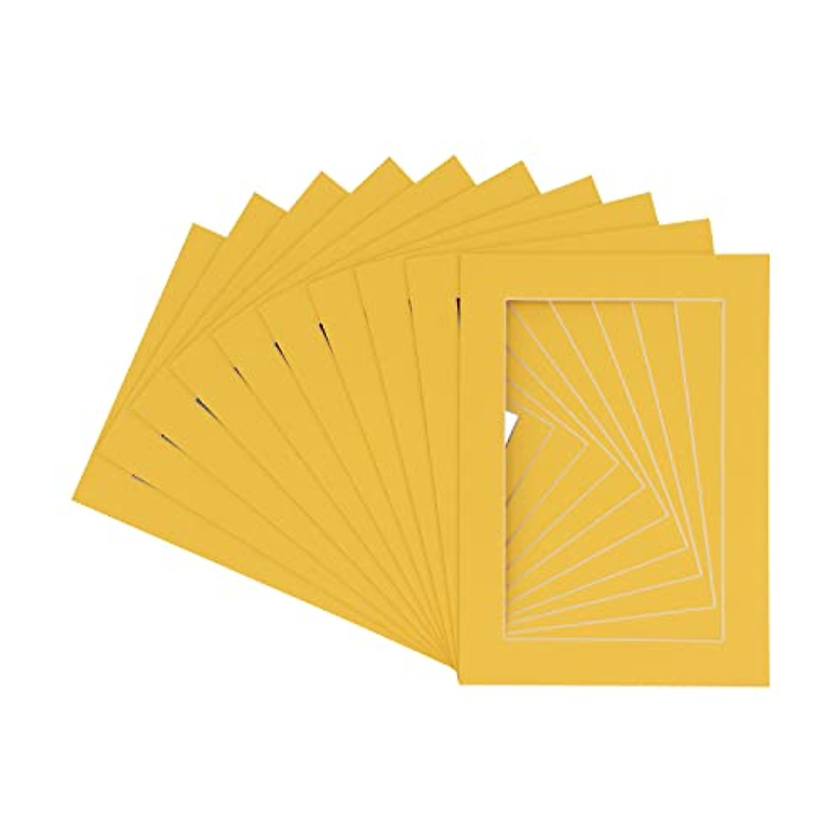 Pack of TEN 6x9 Mats Bevel Cut for 4x5 Photos - Acid Free Chamois Yellow Precut Matboards For Pictures, Photos, Framing - 4-ply Thickness