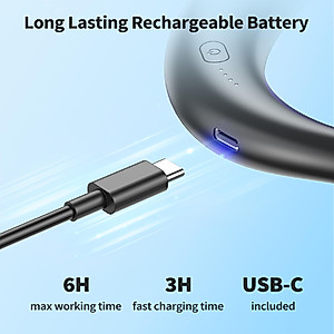 PANERGY Portable Neck Fan Rechargeable Hand Free Personal Fan Mini Wearable Fan Battery Operated USB Fan for Women Kids Sport Work Travel