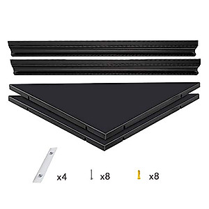 evron Wall Mount Corner Shelf,Easy to Install Metal Front Floating Corner Shelf with Self-Adhesive Tapes (Black Frosting Right-Angled Set of 2)