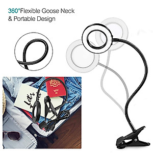 LED Magnifying Light Desk lamp, Ruboss 3X Magnifier Desk Light with clamp lamp, 3 Color Modes, Infinite Brightness Adjustable Desk Light, Adjustable Arm Desk Lamp for Reading Rework Craft