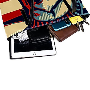 Women Tote Shoulder Bag, Art Statue of Liberty Leather Work Handbag with Zipper for Teens College Students