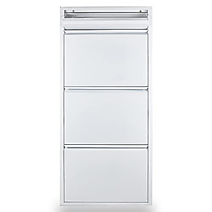 KASER Shoe Storage Cabinet - 3+1 Drawer 20" Metal Wall Mountable Shoe Storage for Entryway with No Assembly - Shoe Cabinet for Entryway Slim - 2-3 Pair per Tier (White)