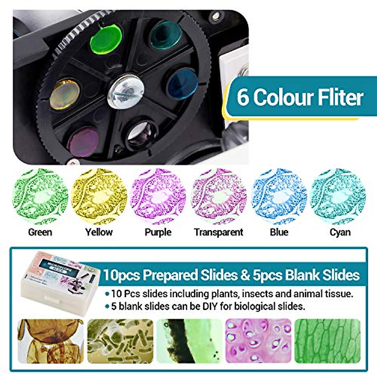 Microscope Biological for Kids, Students and Adult 250X-2000X Powerful Biological Children's Microscope Set for School Laboratory Home Biological Scientific Research Education