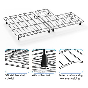 Sink Rack for Bottom of Sink with Kohler Whitehaven K-6486 and K-6487 Sink, 304 Stainless Steel Sink Protectors, Sink Grid Sink Grate for Bottom of Kitchen Sink Farmhouse 14.68" x 23.2" x 1"