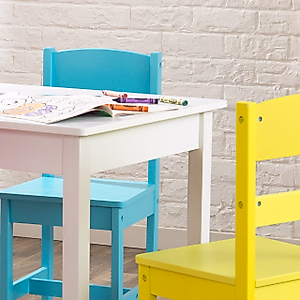 KidKraft Wooden Table and 4 Chair Set, Children's Furniture, Brightly Colored - Highlighter, Gift for Ages 3-8, 40" x 27" x 9.5"