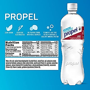 Propel, Black Cherry, Zero Calorie Water Beverage with Electrolytes & Vitamins C&E, 24 Fl Oz (Pack of 12)