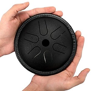 5.5 Inch Steel Tongue Drum Mini Tank Drum 6 Notes C Key Hand Tankdrum Handpan Pan Drum Tank with Drum Mallets Carrying Bag (Obisidian)