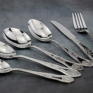 Luxury Silverware Set Cutlery Utensil Flatware Food-Grade Stainless Steel Home Restaurant Small Business,Mirror Finish Tableware 20 Piece Service for 4