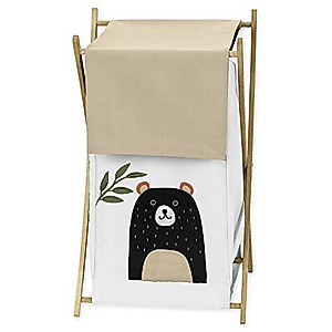 Sweet Jojo Designs Bear Forest Animal Baby Kid Clothes Laundry Hamper for Woodland Pals Collection - Neutral Beige, Green, Black and White