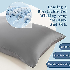 Bedlifes 100% Organic Bamboo Body Pillow Case - Cooling Pillow Cases Breathable Silky Moisture Wicking-Hidden Zipper Closures 400TC Sateen Weave-for Hot Sleepers - 20"x54" Size(Dark Grey)
