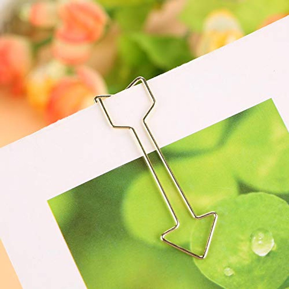 12pcs Gold Paper Clips, Electroplating Metal Arrow Shaped Paper Clip Funny Stationery Bookmark Marking Clip
