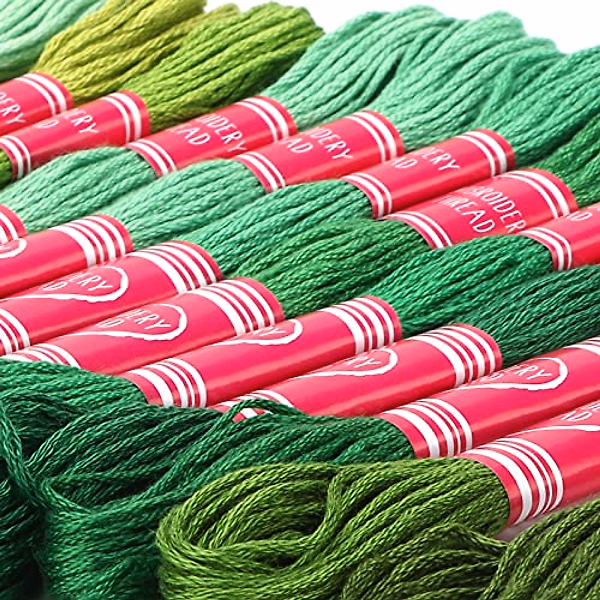 Embroidery Floss Set, Colorful Heavy Duty 12 Strands Polyester Exquisite Craft Tool Family Friend Kids Boys Girls Crafts (Green)