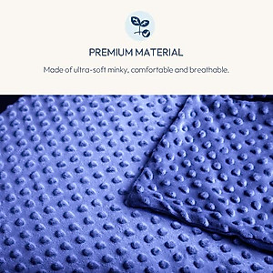 Aimon Weighted Blanket Cover (60"x80", Dark Blue, Queen Size, Side Zipper) Minky Duvet Cover, Super Soft Minky Dot, Removable Weighted Blanket Cover