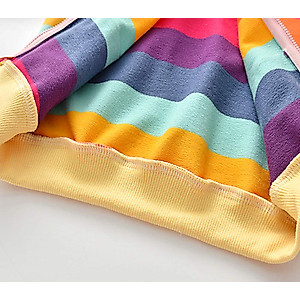 Julerwoo Toddlers Rainbow Zipper Sweatshirts Hoodie Stripes Cotton Outft (5T,Rainbow)
