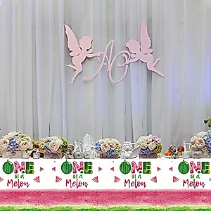 3pcs One in A Melon Party Tablecloths Watermelon First Birthday Party Supplies Watermelon Table Cover Decoration Plastic Disposable Summer Party Tablecloths Watermelon Party Favors,108 inch*54 inch