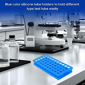 Lab Test Tube Holder Rack Plastic Tube Holder with Silicone Fixing pad centrifuge Tube Stand Rack for 5ml 10ml 15ml(1, Blue, 1pcs 9.7In*5.5In* 1.9In)
