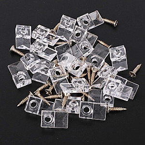 Mirror Holder Clips, 25 Sets Mirror Mounting Clips Kit, Glass Mirror Frame Retainer Clips, Mirror Brackets Mirror Hanger Clips for Frameless Mirror, Mirror Hanging Hardware with Screws for Wall Door