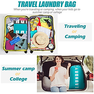 Isink Laundry Bag,2 Pack Travel Laundry Bags for Dirty Clothes,Large Laundry Bags for Traveling,Dirty Clothes Travel Bag,Laundry Bags for Camp, 24" x 36" (Cyan + Gray)